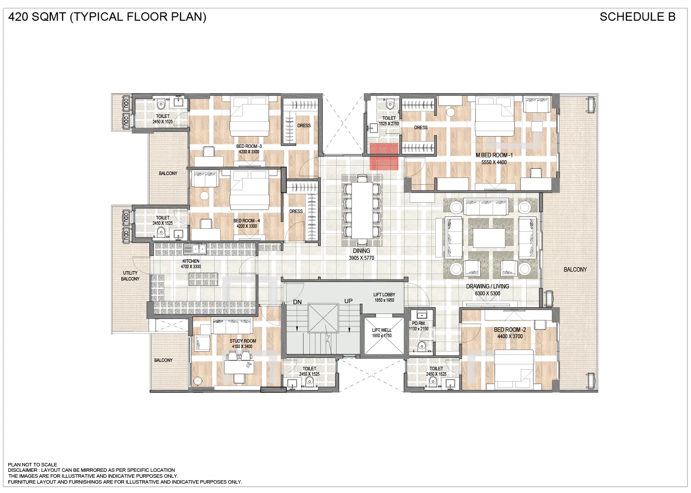 Floor plan for 4 BHK
